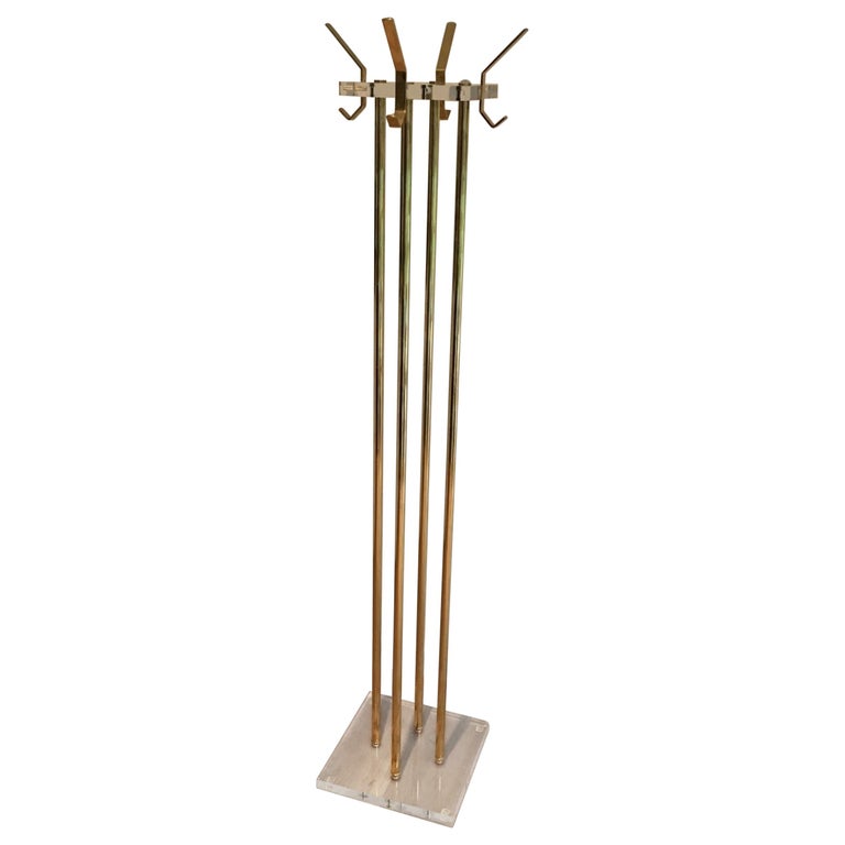 Lucite and Gild Brass Modernist Coat Rack, circa 1970 at 1stDibs