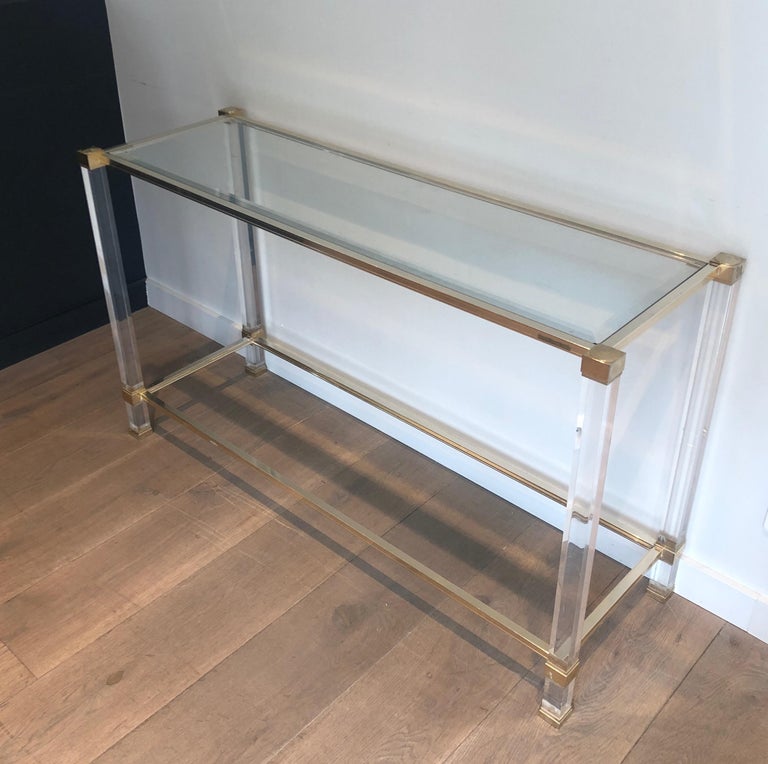Lucite and Gilt Metal Console by Pierre Vandel, Circa 1970 For Sale at ...