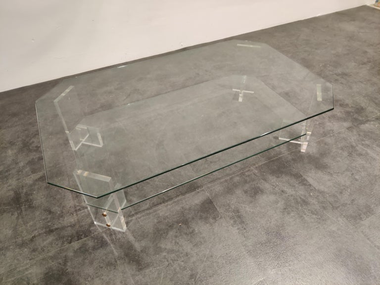 Lucite and Glass Coffee Table, 1970s at 1stDibs