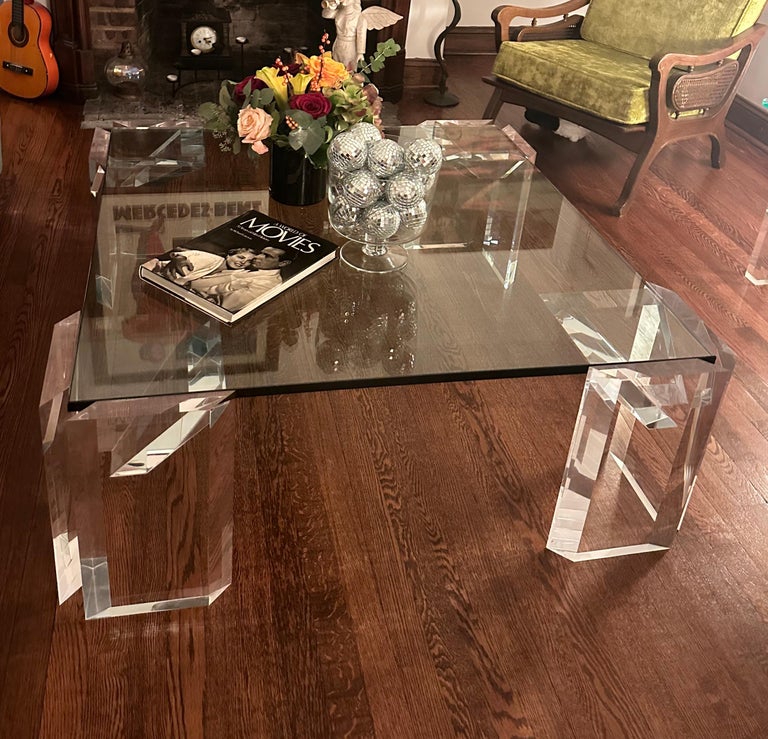 Lucite and Glass Coffee Table For Sale at 1stDibs