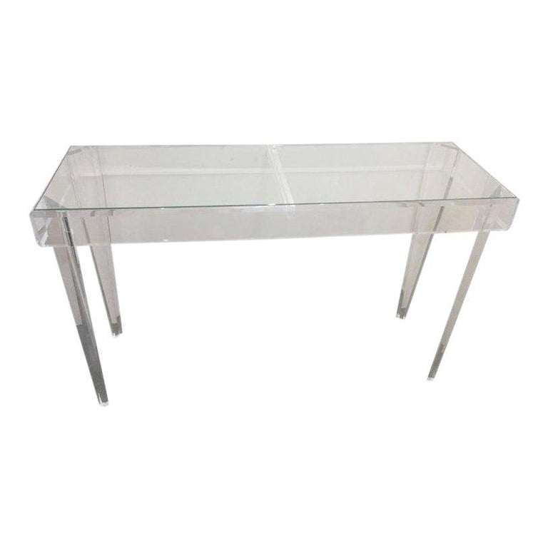 Lucite and Glass Console Table by Iconic Snob Galeries For Sale at 1stDibs