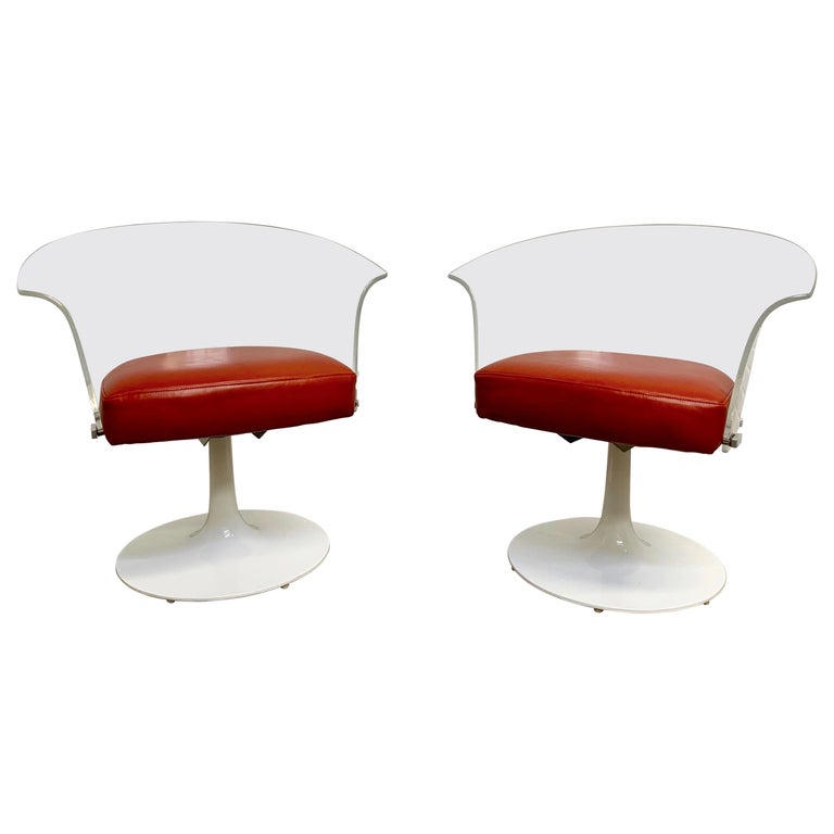 Lucite and Leather Space Age Chairs For Sale at 1stDibs