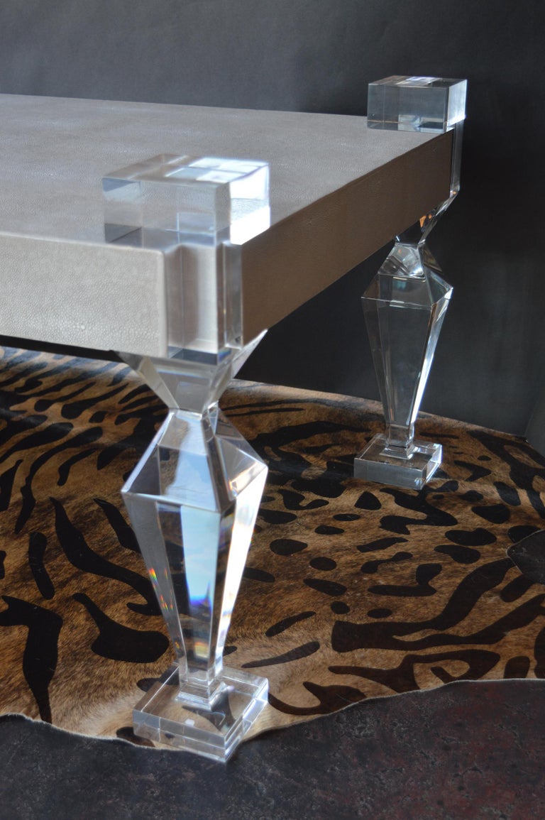 Lucite and Shagreen Coffee Table by Pegaso Gallery at 1stDibs