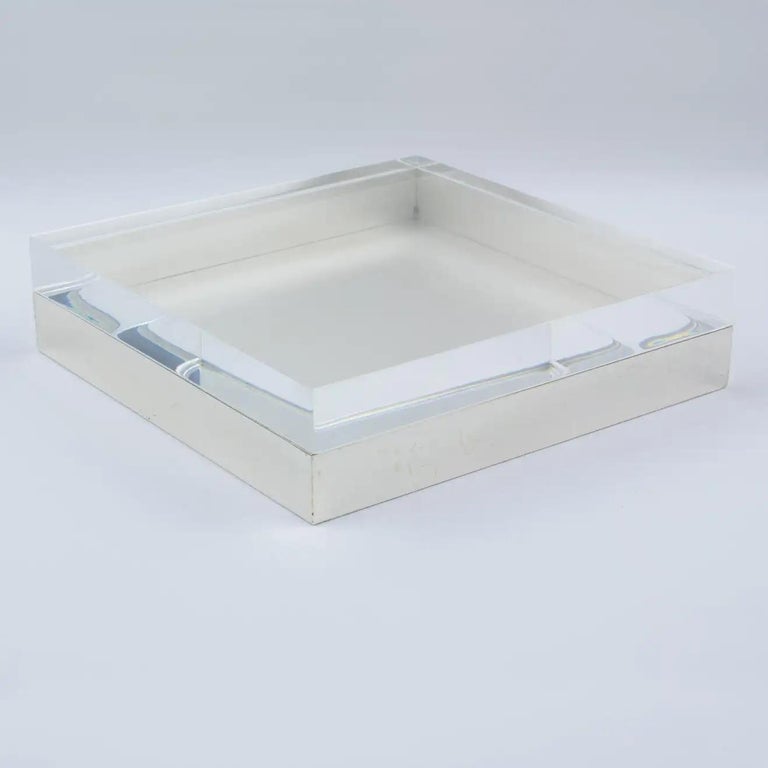 Lucite and Silver Plate Decorative Box, Italy 1970s For Sale at 1stDibs
