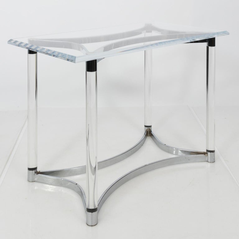 Lucite and Steel Table at 1stDibs