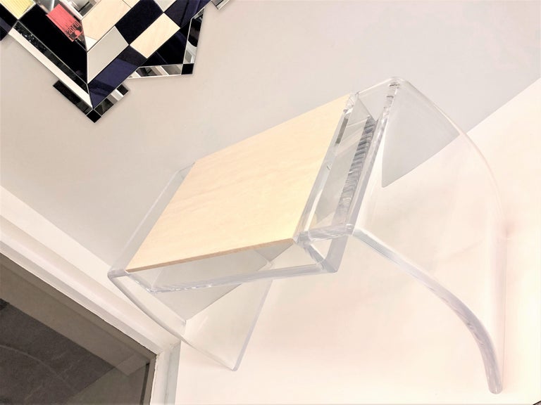 Lucite and Travertine Marble Modern Waterfall Desk Console, 1970s For ...