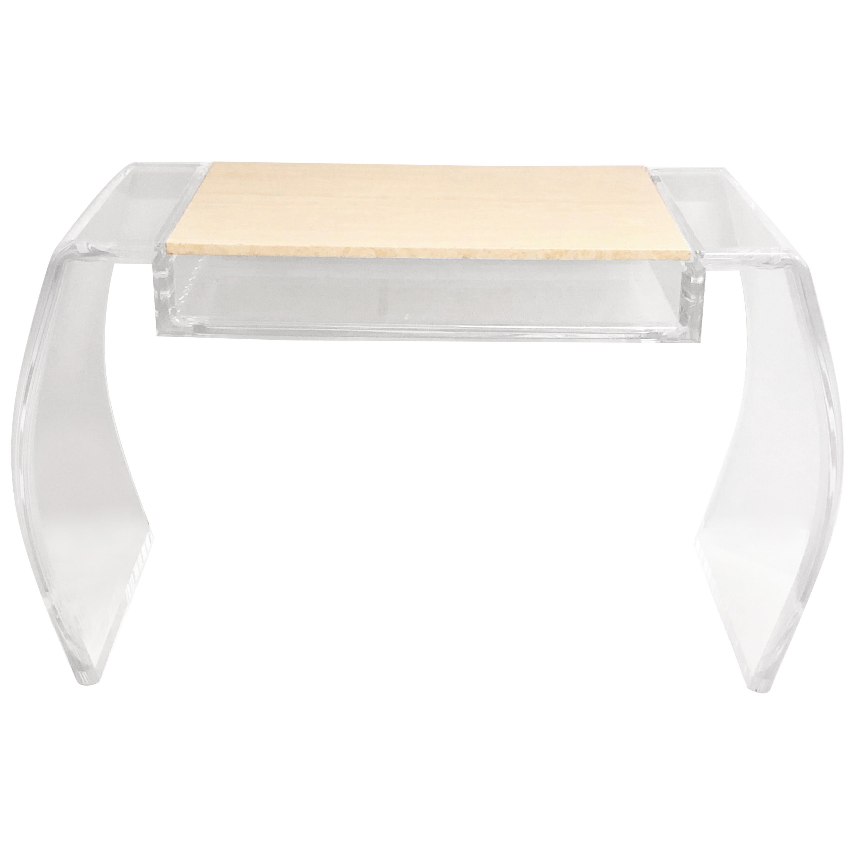 Lucite and Travertine Marble Modern Waterfall Desk Console, 1970s For ...