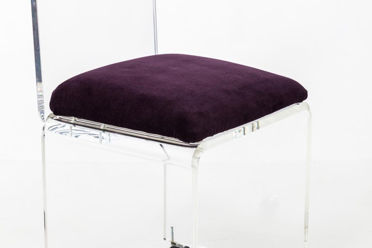 Lucite and Velvet Vanity Chair at 1stDibs