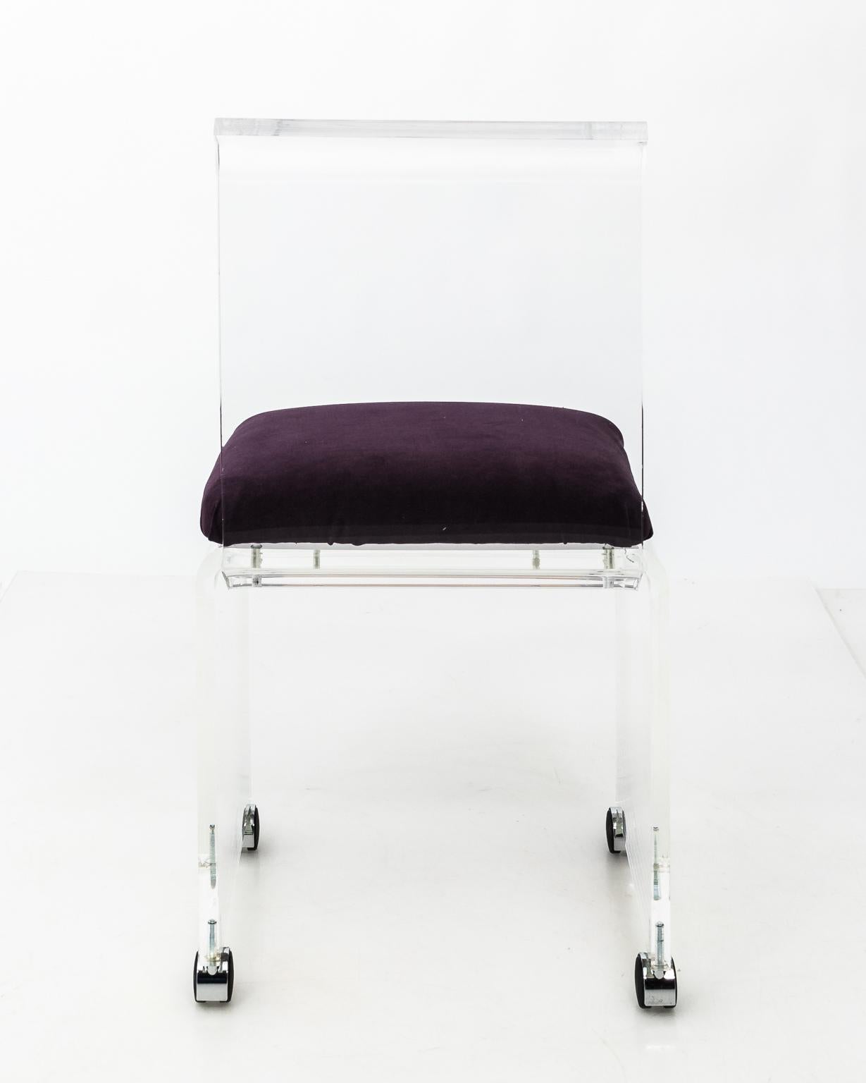 Lucite and Velvet Vanity Chair or Stool at 1stDibs | velvet vanity ...
