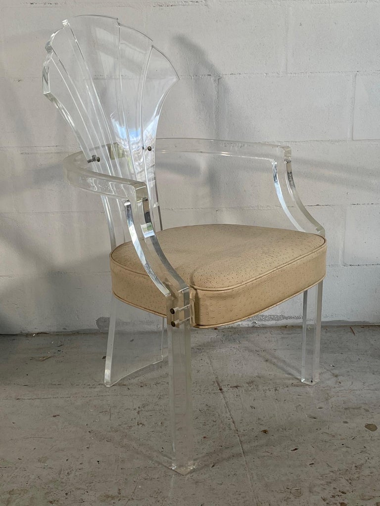 Lucite Art Deco Grotto Shell Back Chairs, Set of 4 at 1stDibs