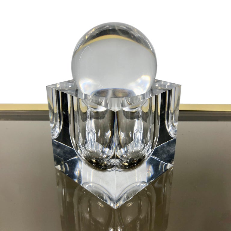 Lucite Art Sculpture Box Paperweight by Team Guzzini, 1970s, Italy at ...
