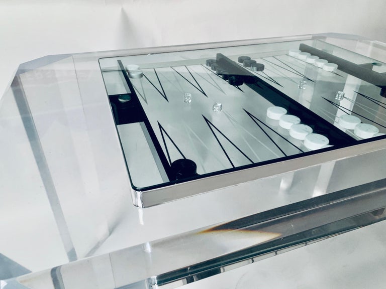 Lucite Backgammon Table with Glass Cover at 1stDibs | acrylic ...