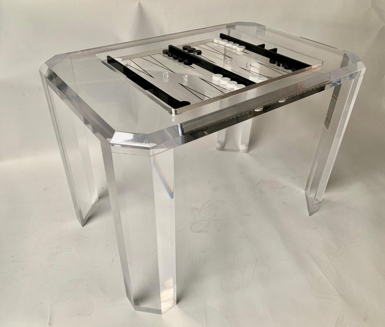 Lucite Backgammon Table with Glass Cover at 1stDibs | acrylic ...