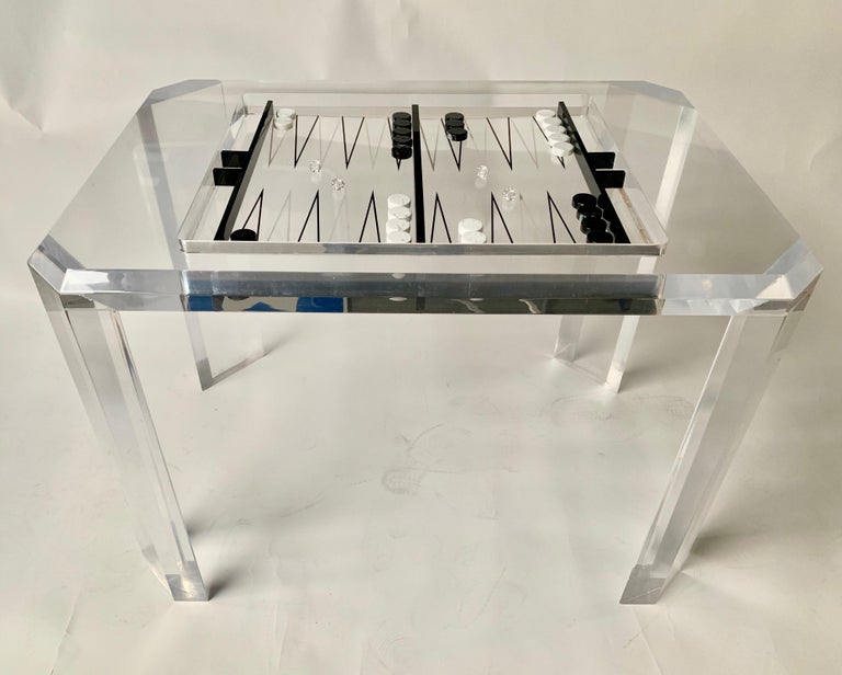 Lucite Backgammon Table with Glass Cover at 1stDibs | acrylic ...