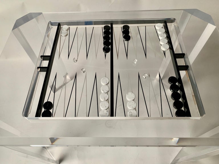 Lucite Backgammon Table with Glass Cover at 1stDibs | acrylic ...