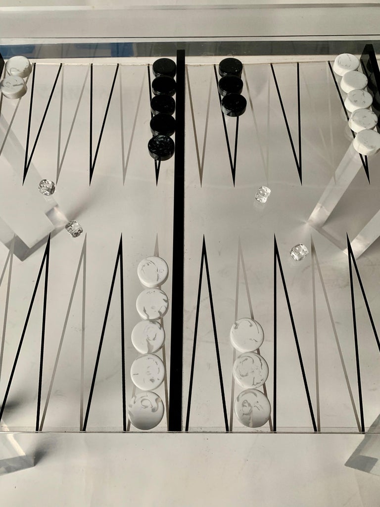 Lucite Backgammon Table with Glass Cover at 1stDibs | acrylic ...