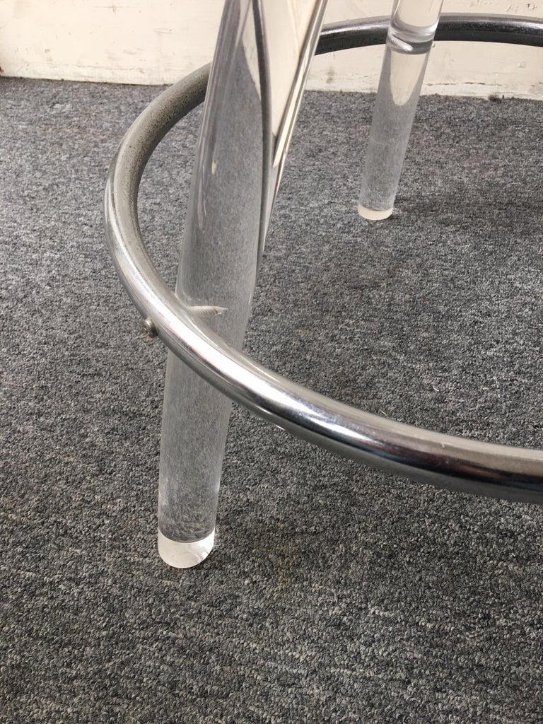 Lucite Bar, 2 Stools and Original Drink Glasses and Ice Bucket at 1stDibs