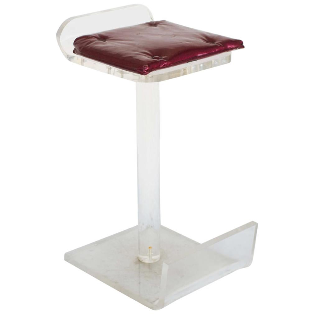 Lucite Plinth Bar Stools in Salt and Pepper Cowhide For Sale at 1stDibs