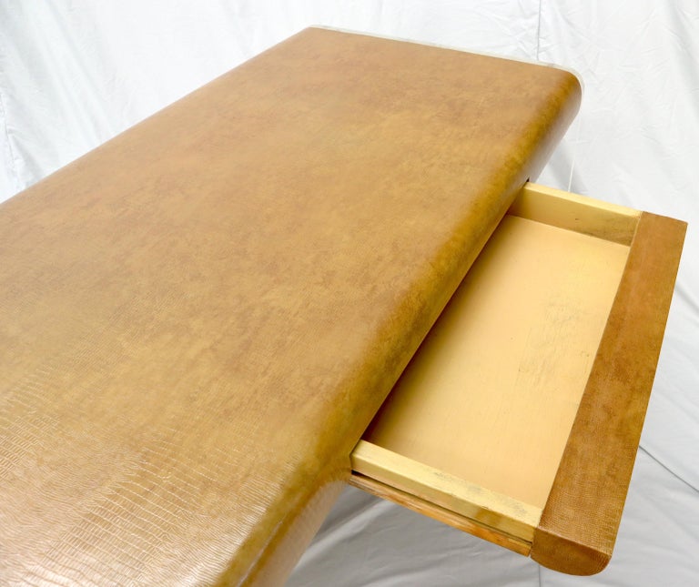 Lucite Base Faux Snake Skin Sculptural Shape One-Drawer Writing Table ...