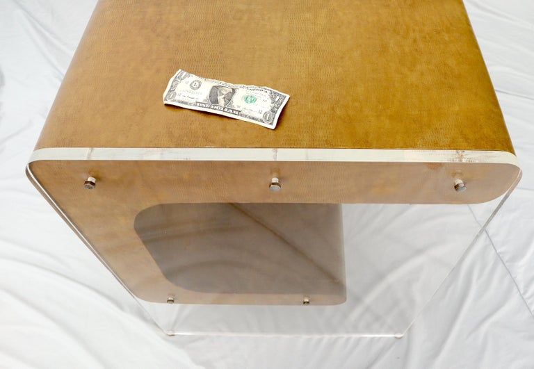 Lucite Base Faux Snake Skin Sculptural Shape One-Drawer Writing Table ...