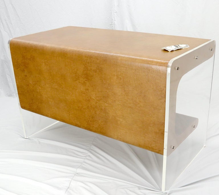Lucite Base Faux Snake Skin Sculptural Shape One-Drawer Writing Table ...