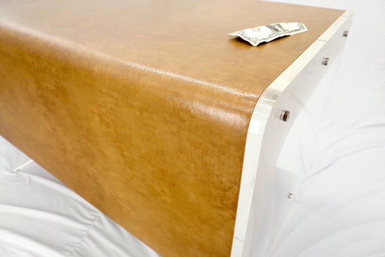 Lucite Base Faux Snake Skin Sculptural Shape One-Drawer Writing Table ...