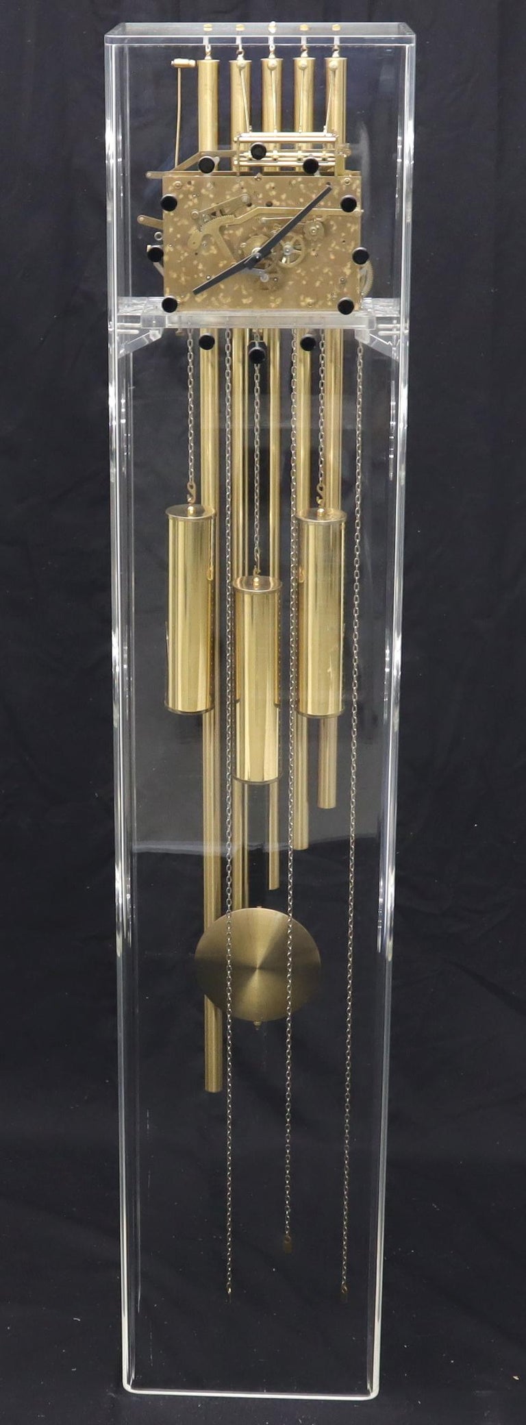 Lucite and Brass Mid-Century Modern Grandfather Clock at 1stDibs