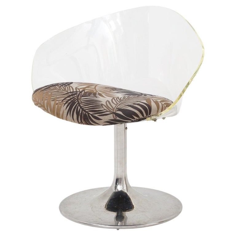 Lucite and Chrome Swivel Chair, 1970s For Sale at 1stDibs