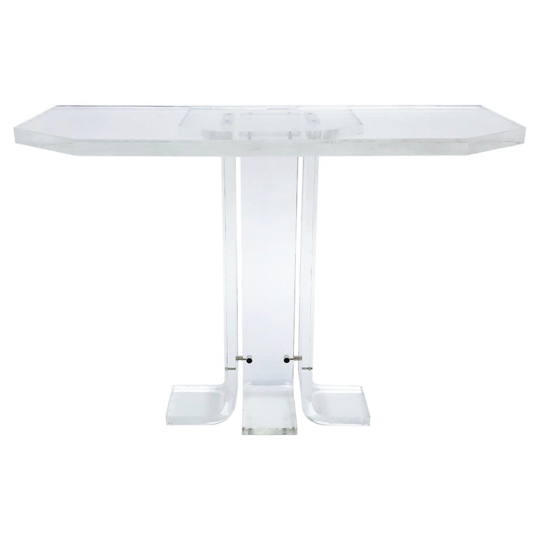 Lucite Console Table 1970s Hollywood Regency Retro Acrylic Perspex ...