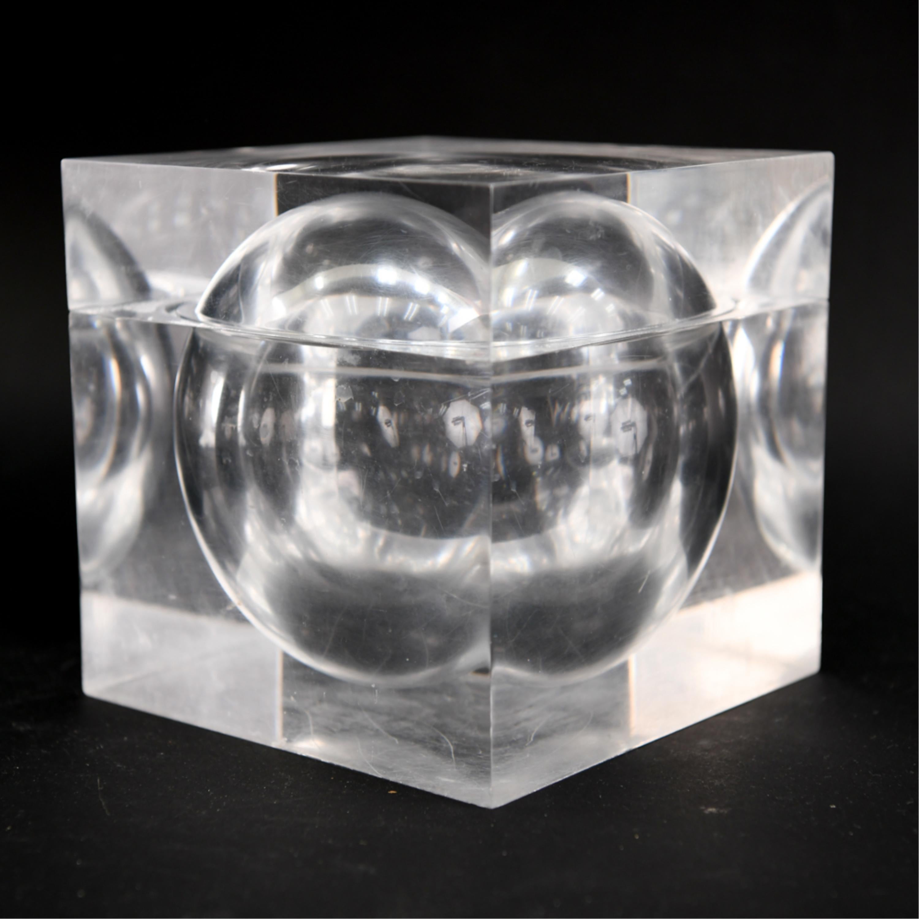 Lucite Cube Lidded Box or Ice Bucket For Sale at 1stDibs