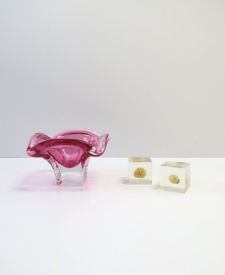 Lucite Flower Bud Cubes Decorative Objects Organic Modern, Set of 2 For ...