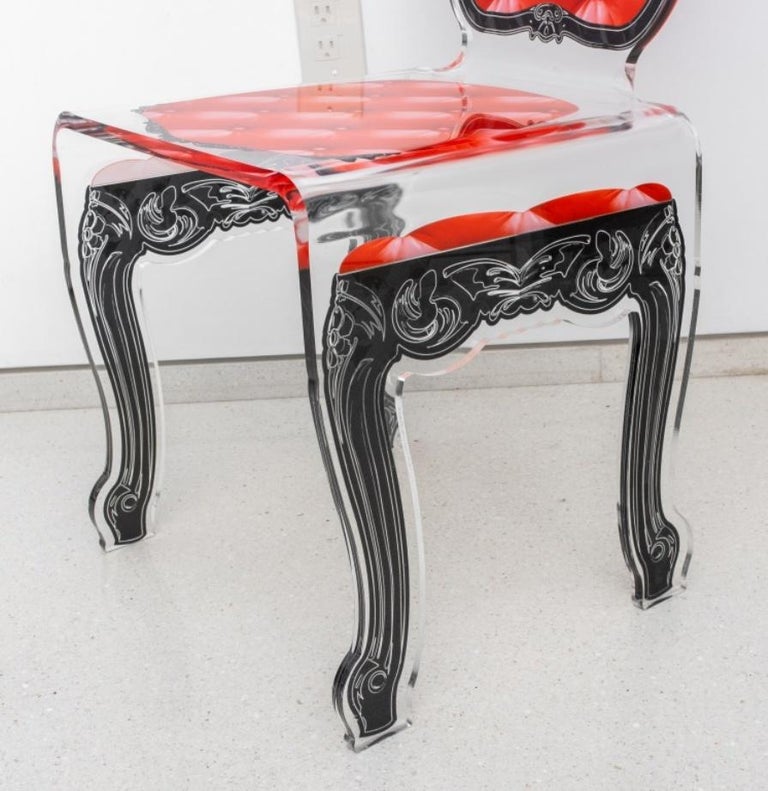 Lucite Hollywood Regency Rococo Revival Chair For Sale at 1stDibs