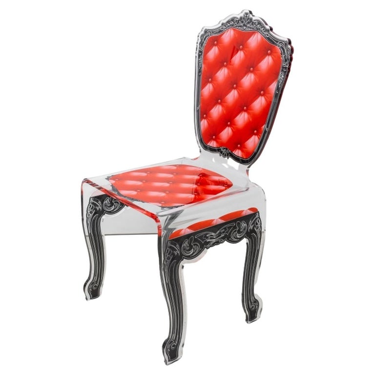 Lucite Hollywood Regency Rococo Revival Chair For Sale at 1stDibs