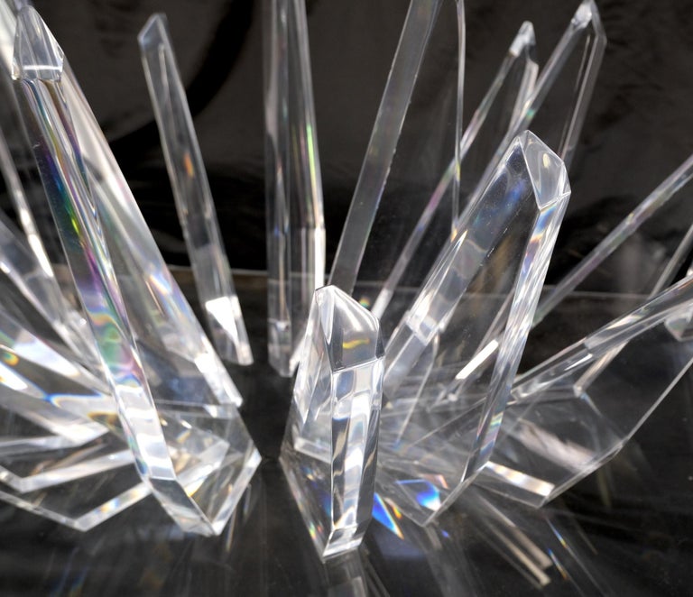 Lucite "Ice Crystals" Base Rectangle Glass Top Mid-Century Modern ...