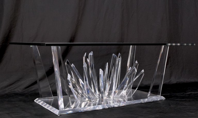 Lucite "Ice Crystals" Base Rectangle Glass Top Mid-Century Modern ...