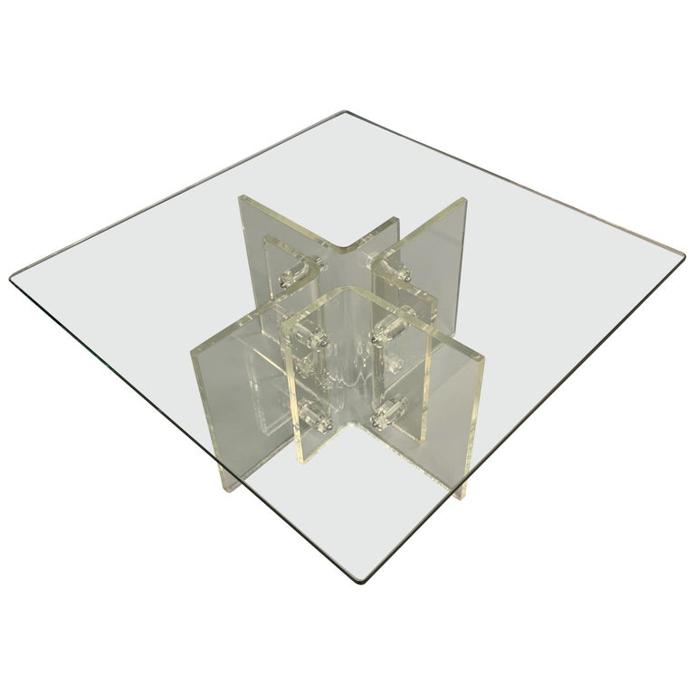 Lucite Intricate Midcentury Coffee Table For Sale at 1stDibs