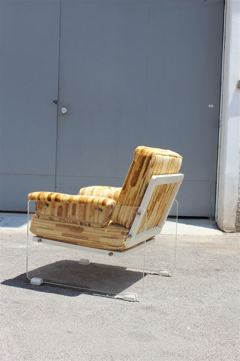 Lucite Italian Armchairs 1960s Velvet Geometric Original Yellow White ...
