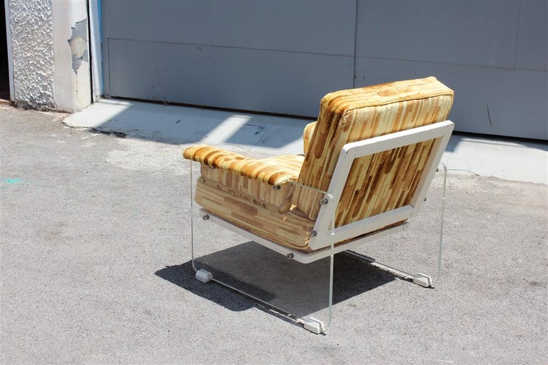 Lucite Italian Armchairs 1960s Velvet Geometric Original Yellow White ...