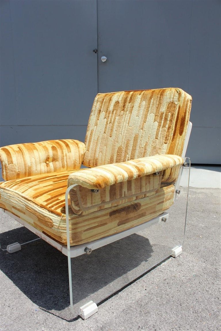 Lucite Italian Armchairs 1960s Velvet Geometric Original Yellow White ...