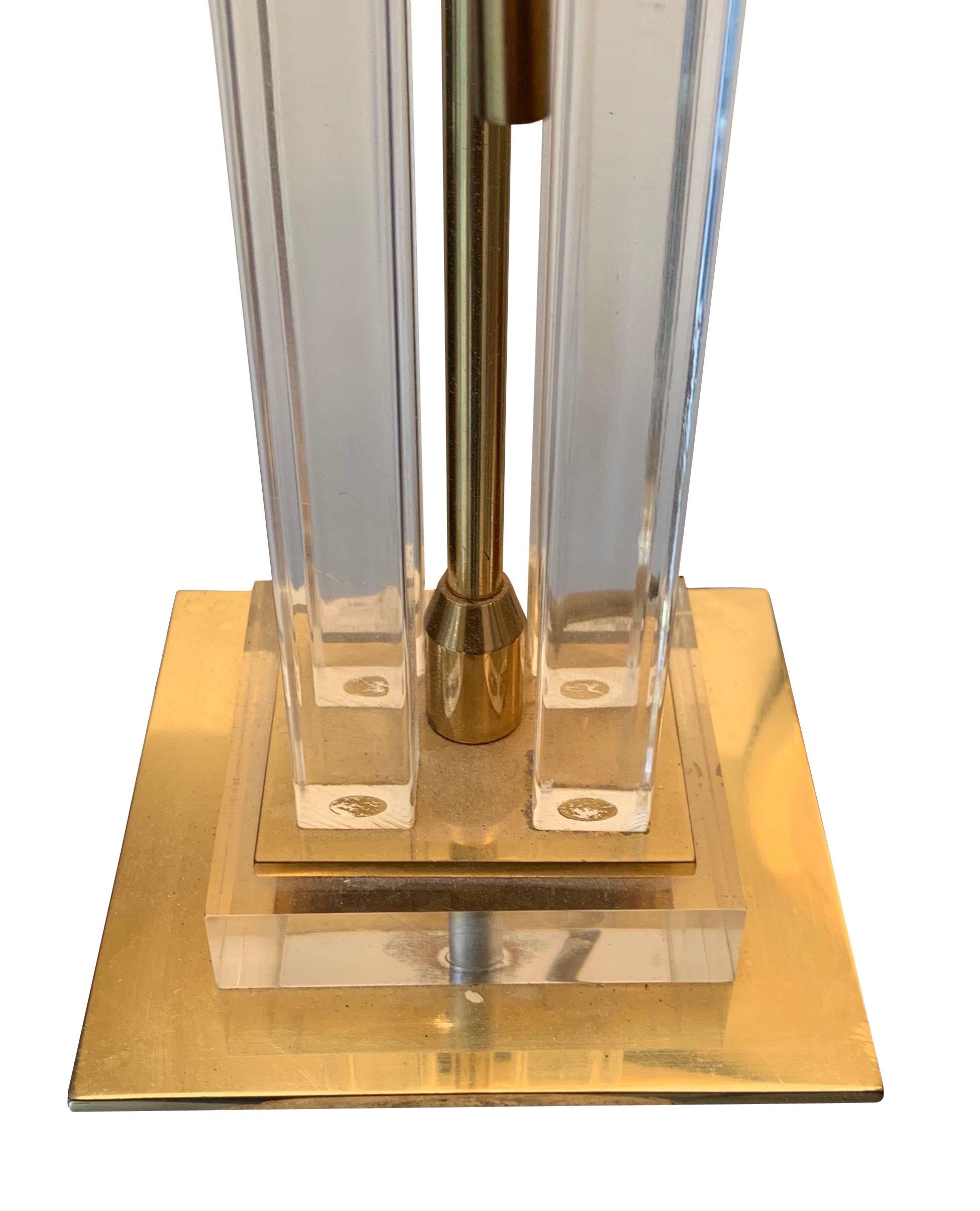 Lucite Pair of Column Lamps, France, Midcentury at 1stDibs