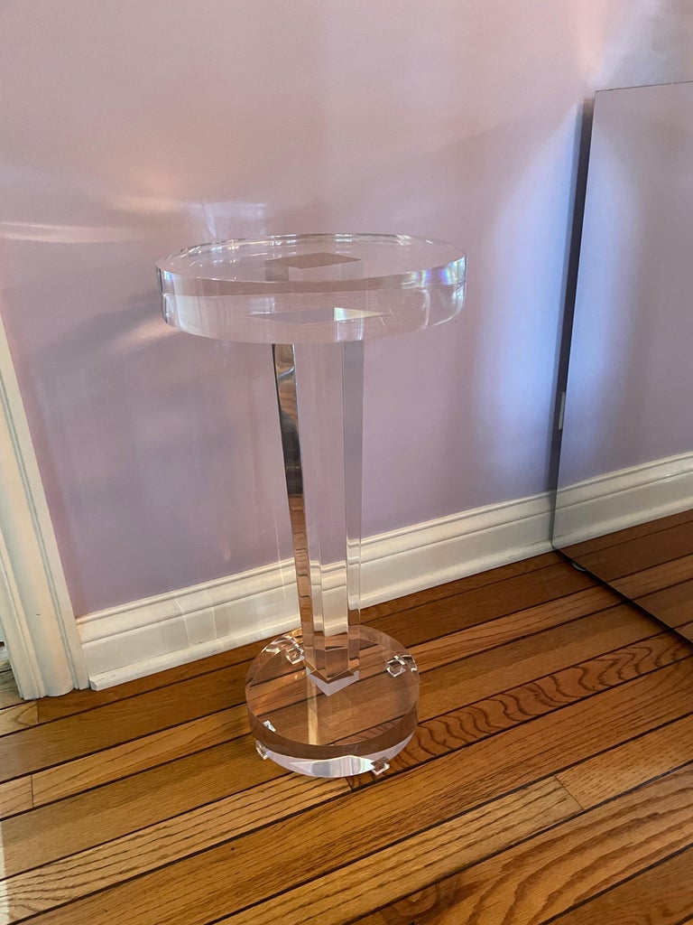 Lucite Pedestal Table at 1stDibs