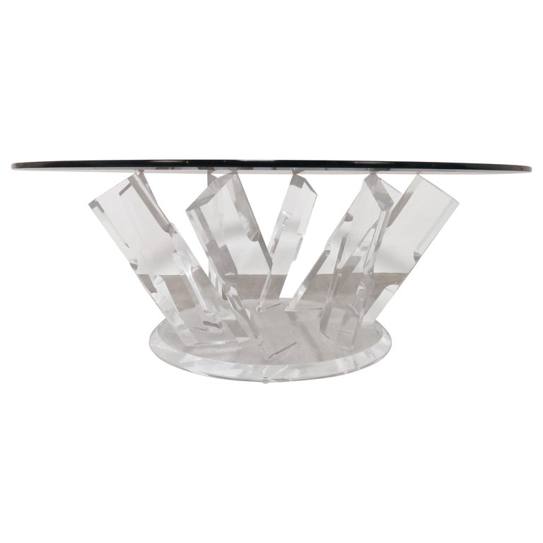 Lucite Pinwheel Form Coffee Table, circa 1980s at 1stDibs