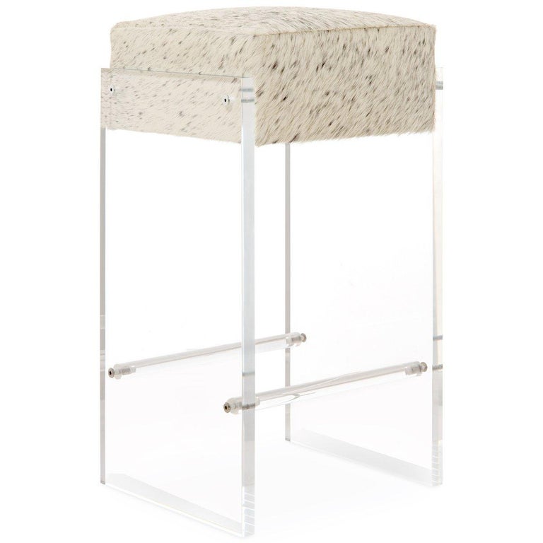 Lucite Plinth Bar Stools in Salt and Pepper Cowhide For Sale at 1stDibs ...