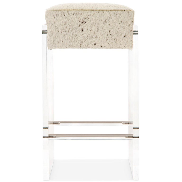 Lucite Plinth Bar Stools in Salt and Pepper Cowhide For Sale at 1stDibs ...