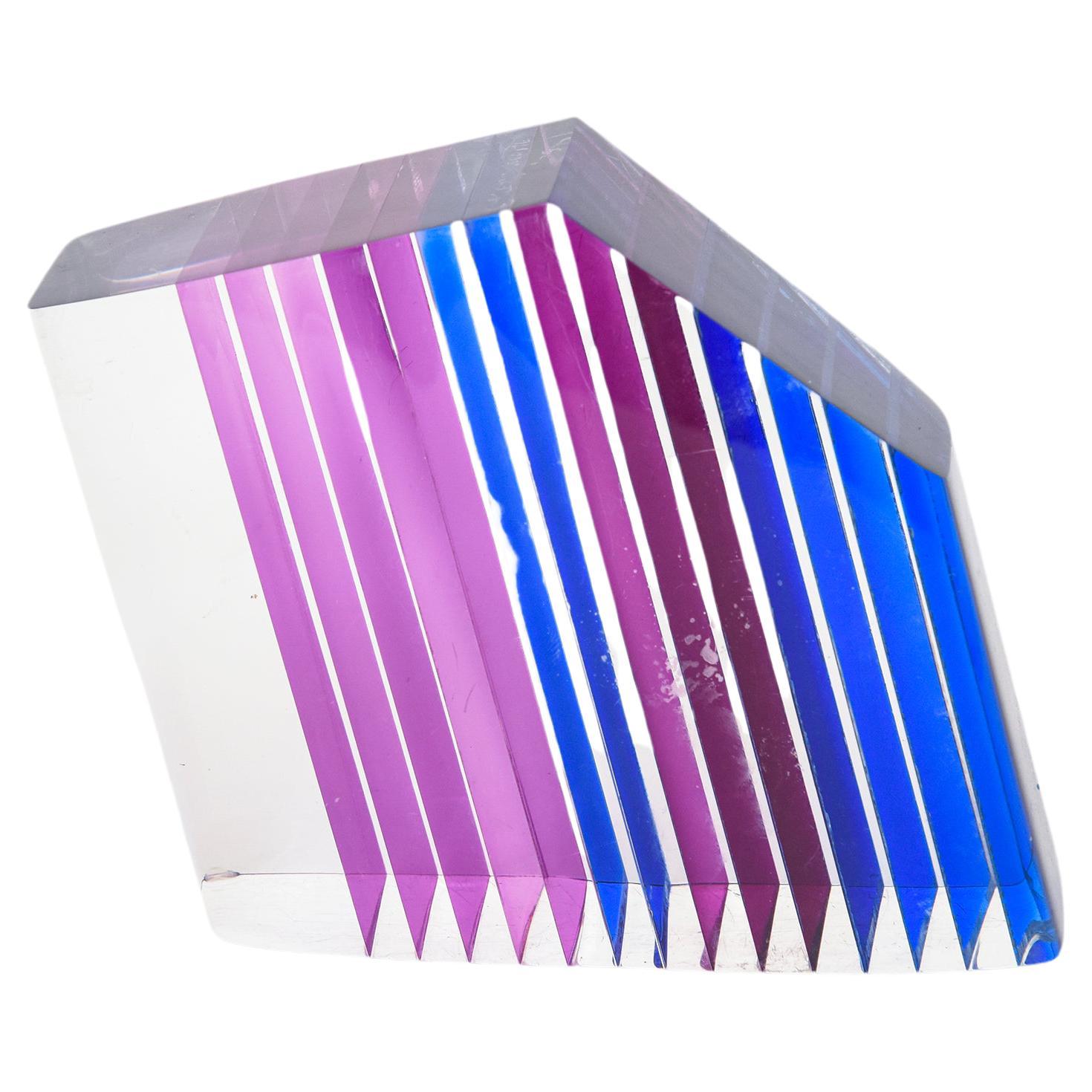 Lucite Purple, Blue, Pink, Angled Signed Lucite Sculpture Vintage Desk ...