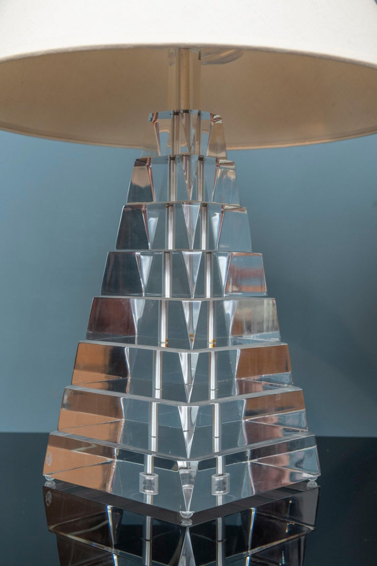 Lucite Pyramid Form Table Lamps by George Bullio For Sale at 1stDibs