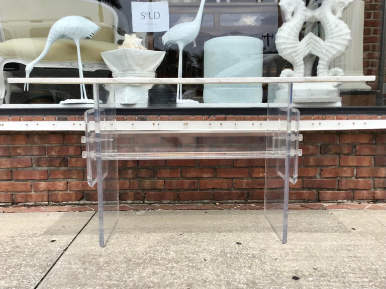 Lucite Radiator Console with Marble Top For Sale at 1stDibs