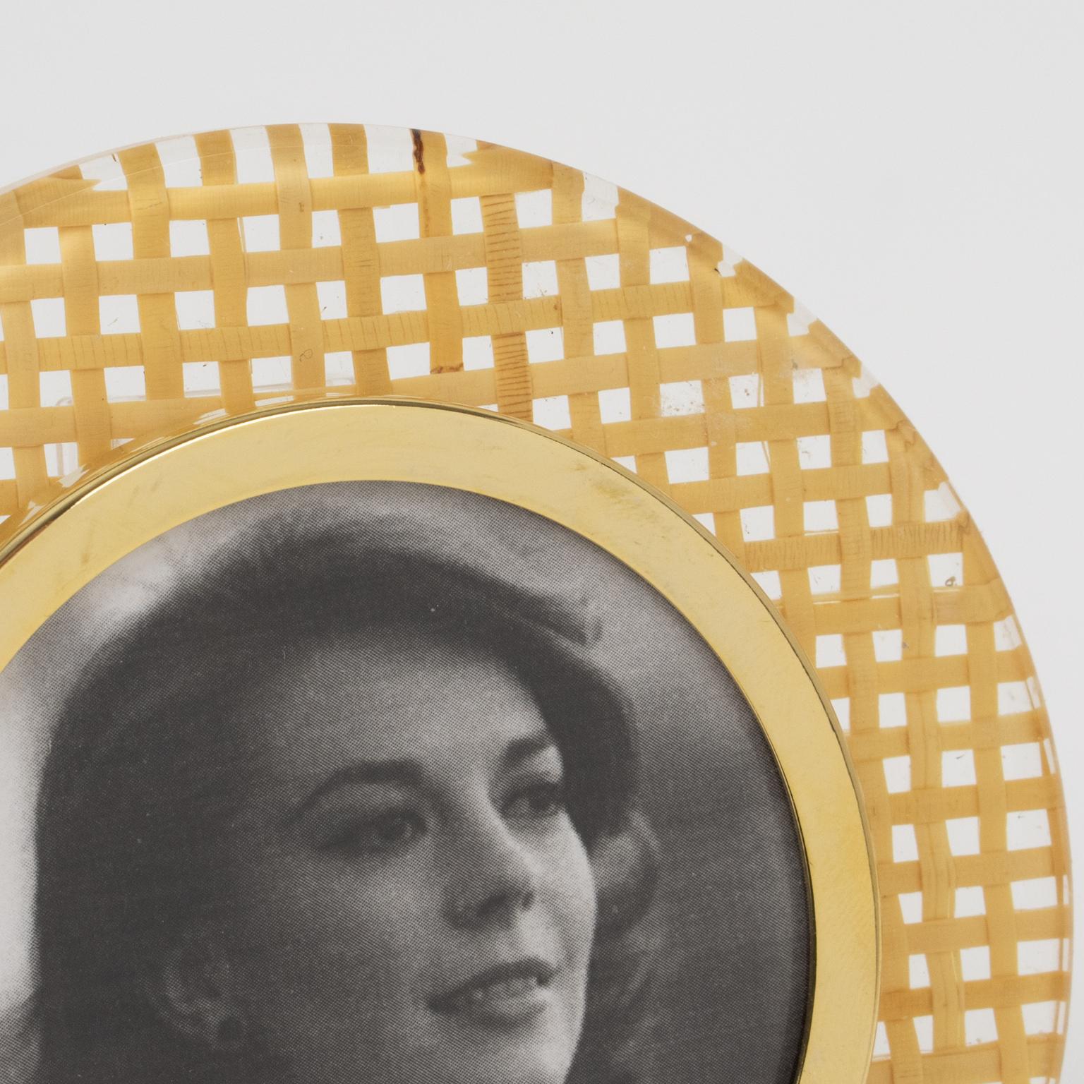 Lucite, Rattan and Aluminum Picture Frame, Italy 1970s For Sale at 1stDibs