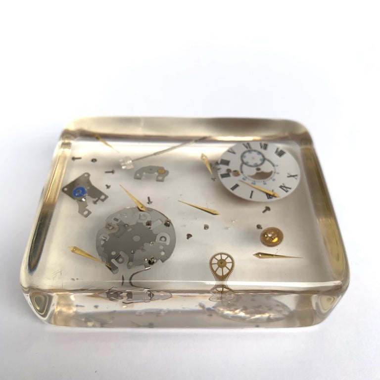 Lucite Resin Sculpture with Exploded Watch of Pierre Giraudon France, 1970s at 1stDibs