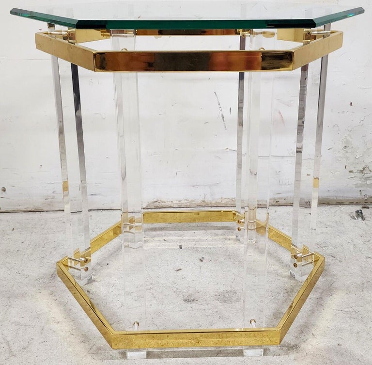 Lucite Side Table 24 Karat Gold Plated Charles Hollis Jones Style For ...